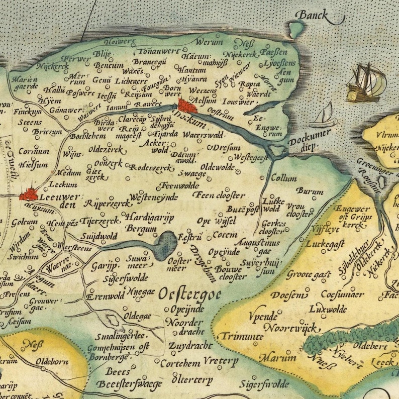 Old Map of Friesland 1573 Very Rare Map Ancient Frisia - Etsy