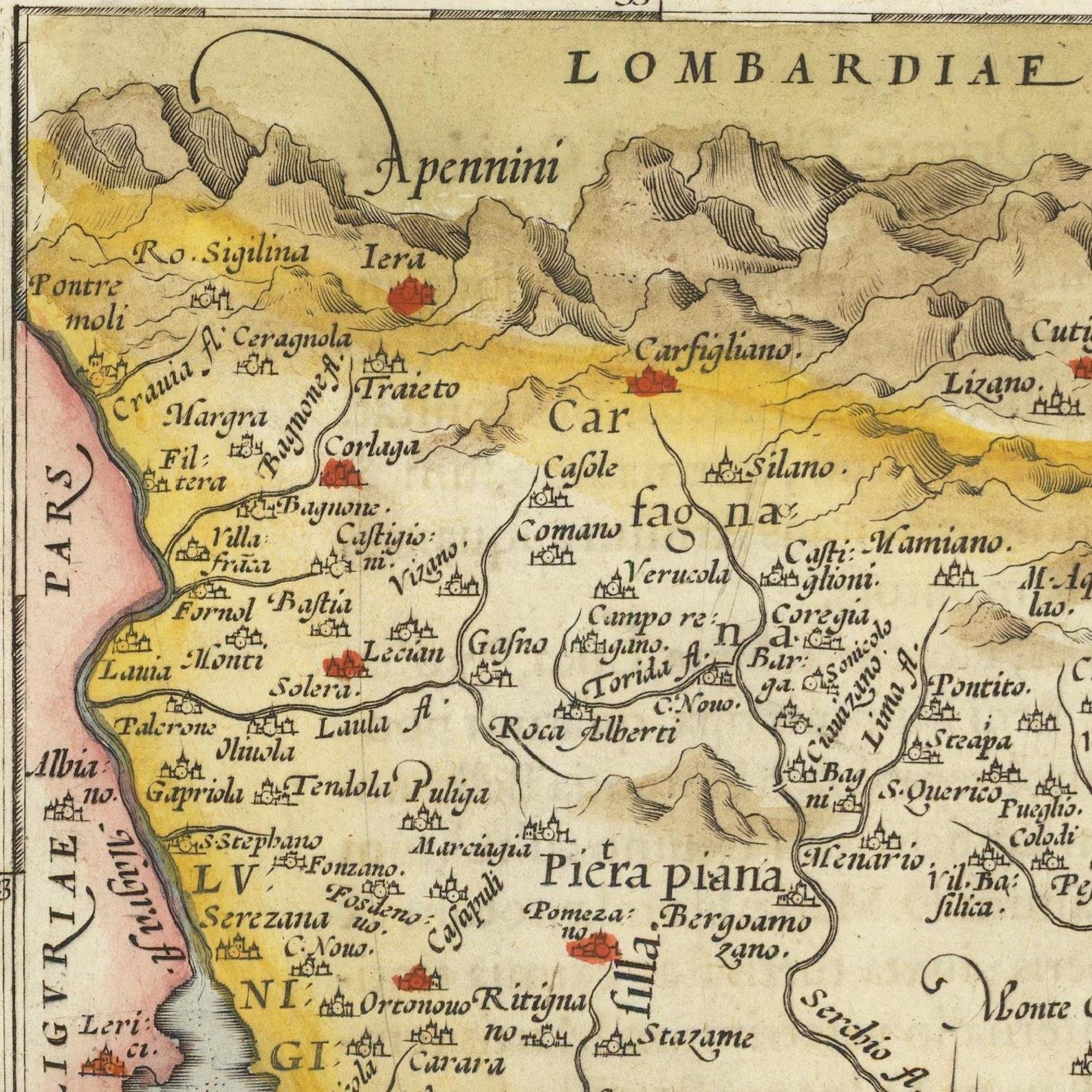 Ancient Map of Tuscany, Italy, 1581, Extremely Rare, Beautiful Map ...