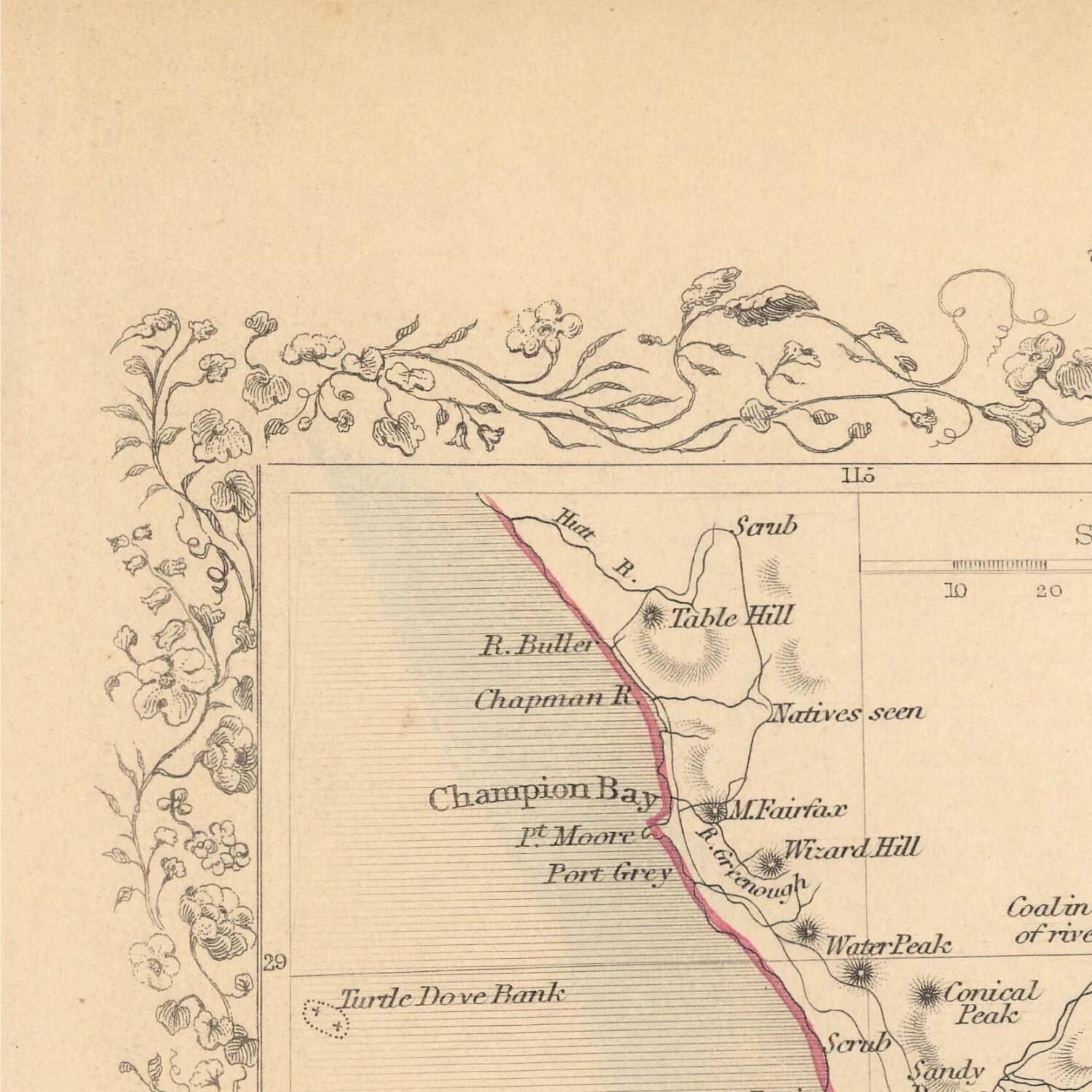 Western Australia Map Print: 1851 Swan River Antique Reproduction - Etsy