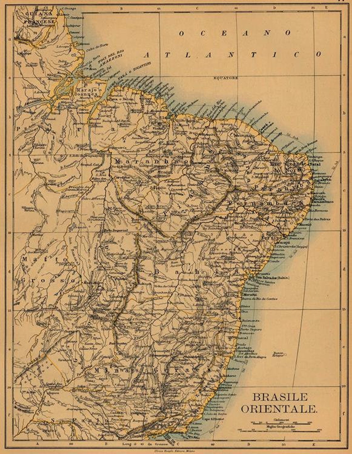 Antique Brazil Map Print: 1899 East Brasil Fine Art Reproduction - Etsy