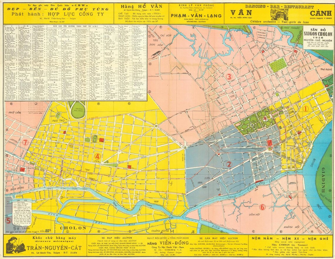 Saigon City Plan Print: 1956 Vintage Map Reproduction - Etsy