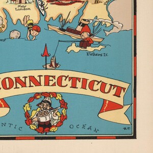 1935 Connecticut Cartoon Map: Fine Art Giclée Print - Etsy