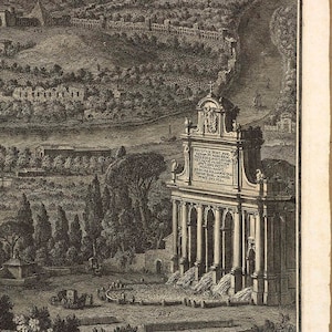 Ancient Lithography City of Rome, Panoramic View, Very Old, Fine Art ...