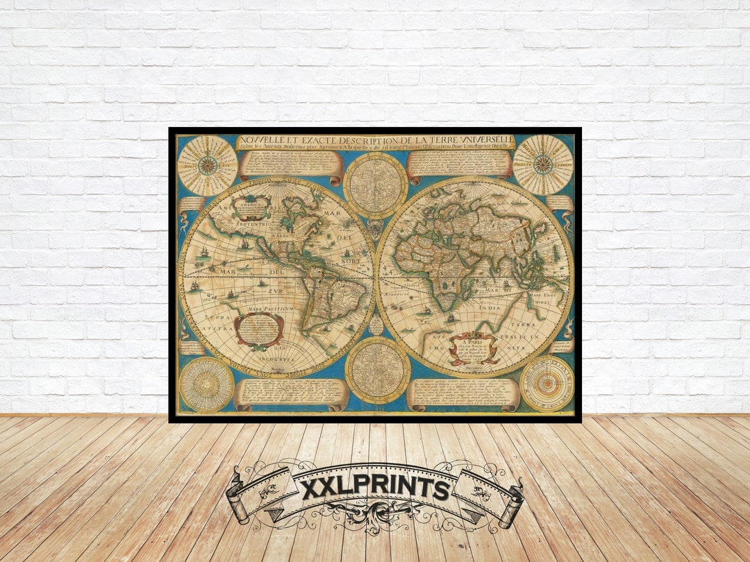 1636 World Map Print: Rare Fine Art Reproduction - Etsy