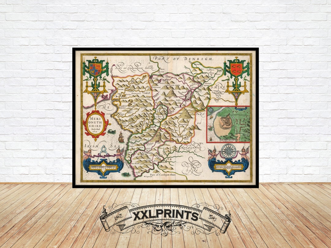 Ancient Map of Merionethshire, Wales 1676: Fine Art Giclée Print - Etsy