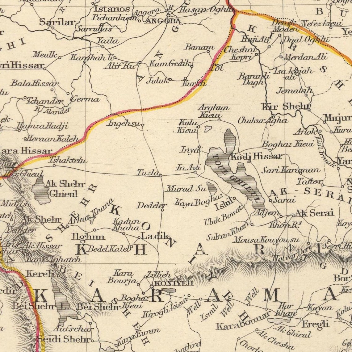 Oude kaart van Klein-Azië 1851 antieke kaart fijne - Etsy Nederland