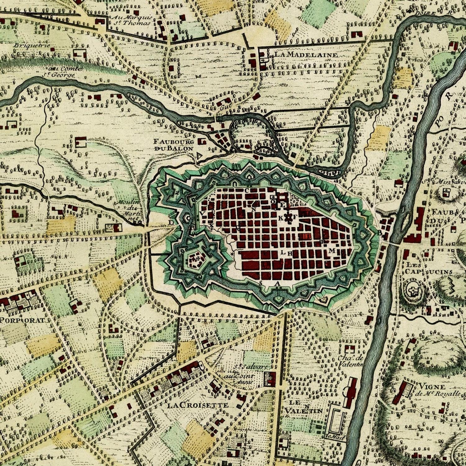 Old map of Turin 1705 city plan antique map of Torino fine | Etsy