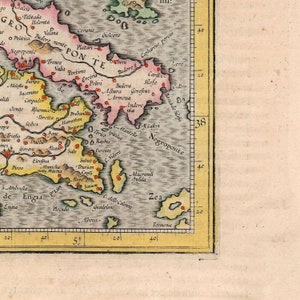 Mapa antiguo de Macedonia y Acaya, 1613, mapa raro, antiguo ...