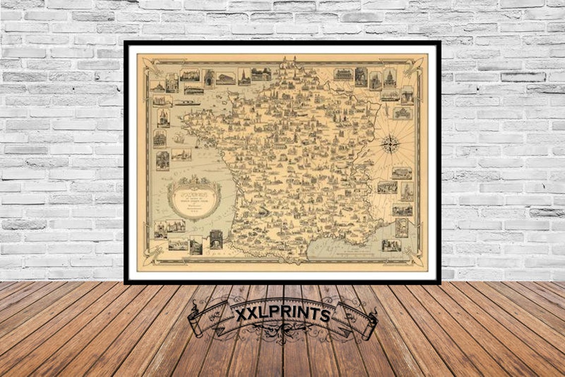 Old Map of France 1935 Rare Map Tourist Map Pictorial - Etsy