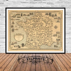 Old Map of France 1935 Rare Map Tourist Map Pictorial - Etsy