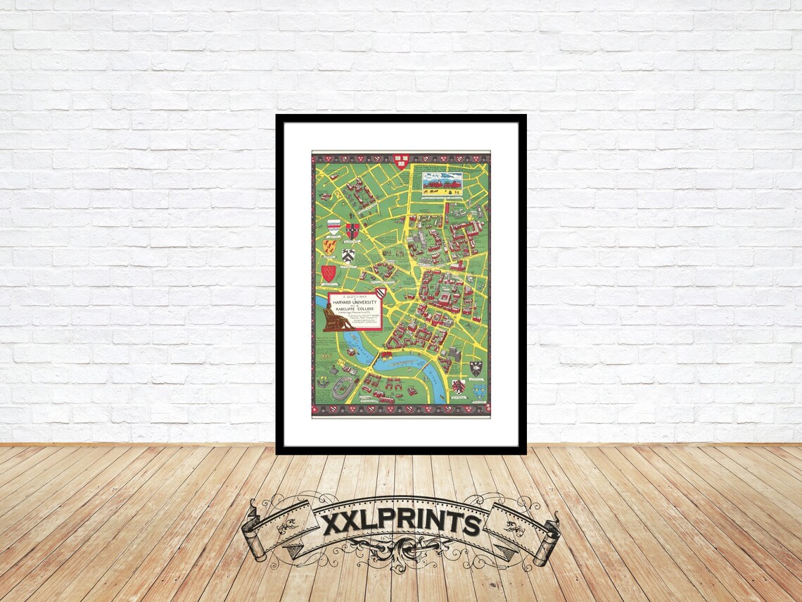 Harvard University Map Print: 1959 Pictorial Campus Art - Etsy