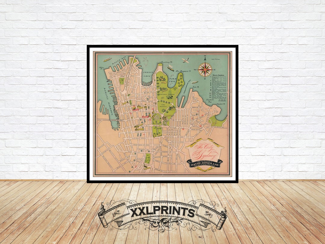 Sydney Australia Map Print: 1944 Pictorial City Plan - Etsy