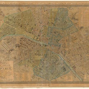 1830 Antique Map of Paris: Fine Art Reproduction Print - Etsy
