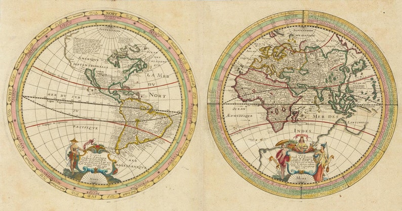 Ancient Map of the World 1661 Very Rare Fine Reproduction - Etsy