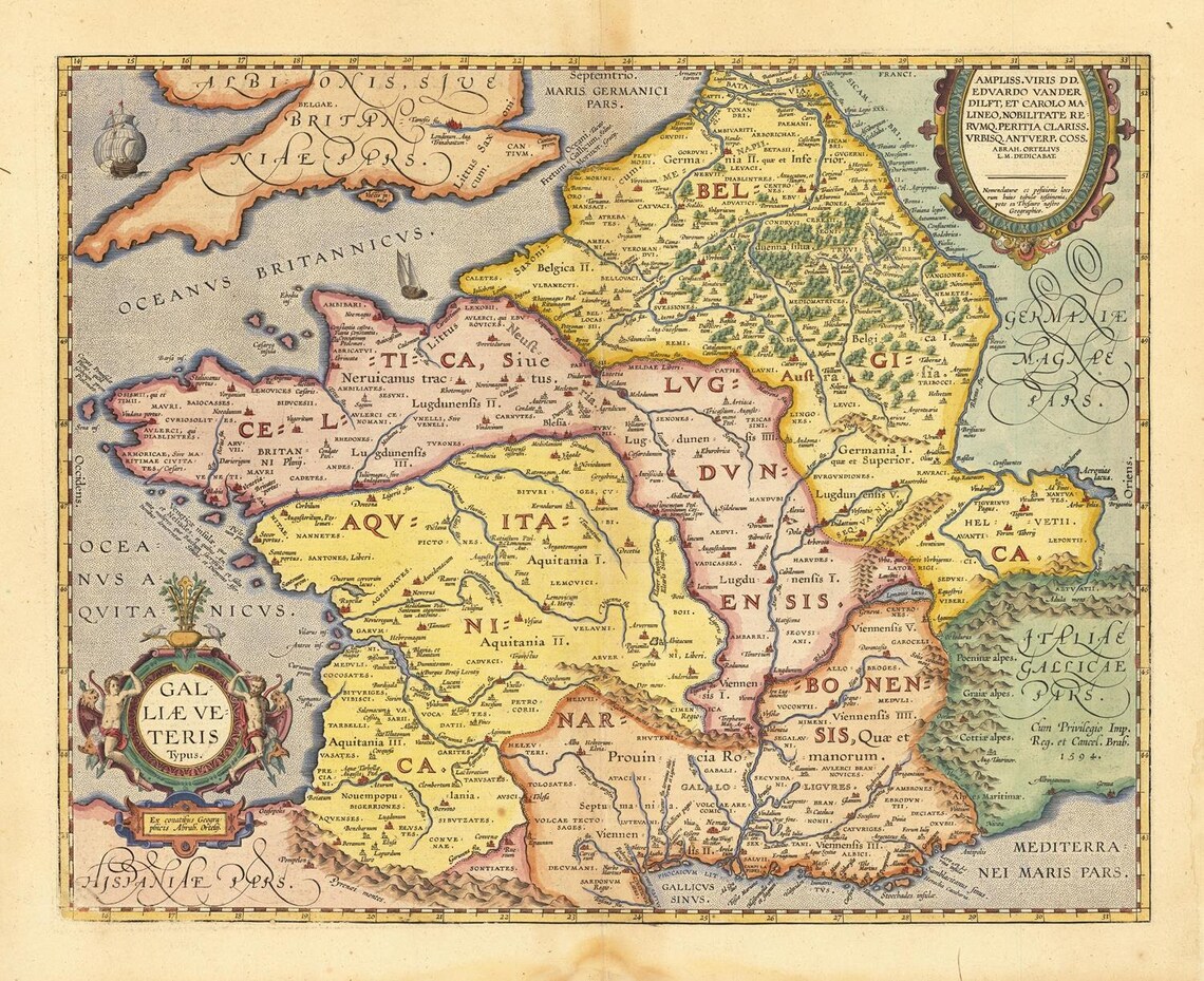1624 France Map Print: Roman Empire Era, Fine Art Reproduction - Etsy