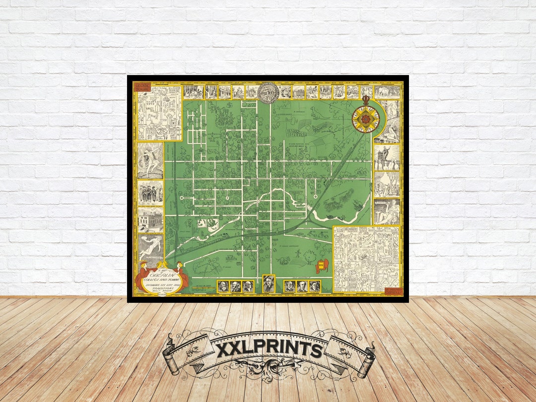 Oberlin College Ohio Map Print, 1929 Vintage Style - Etsy