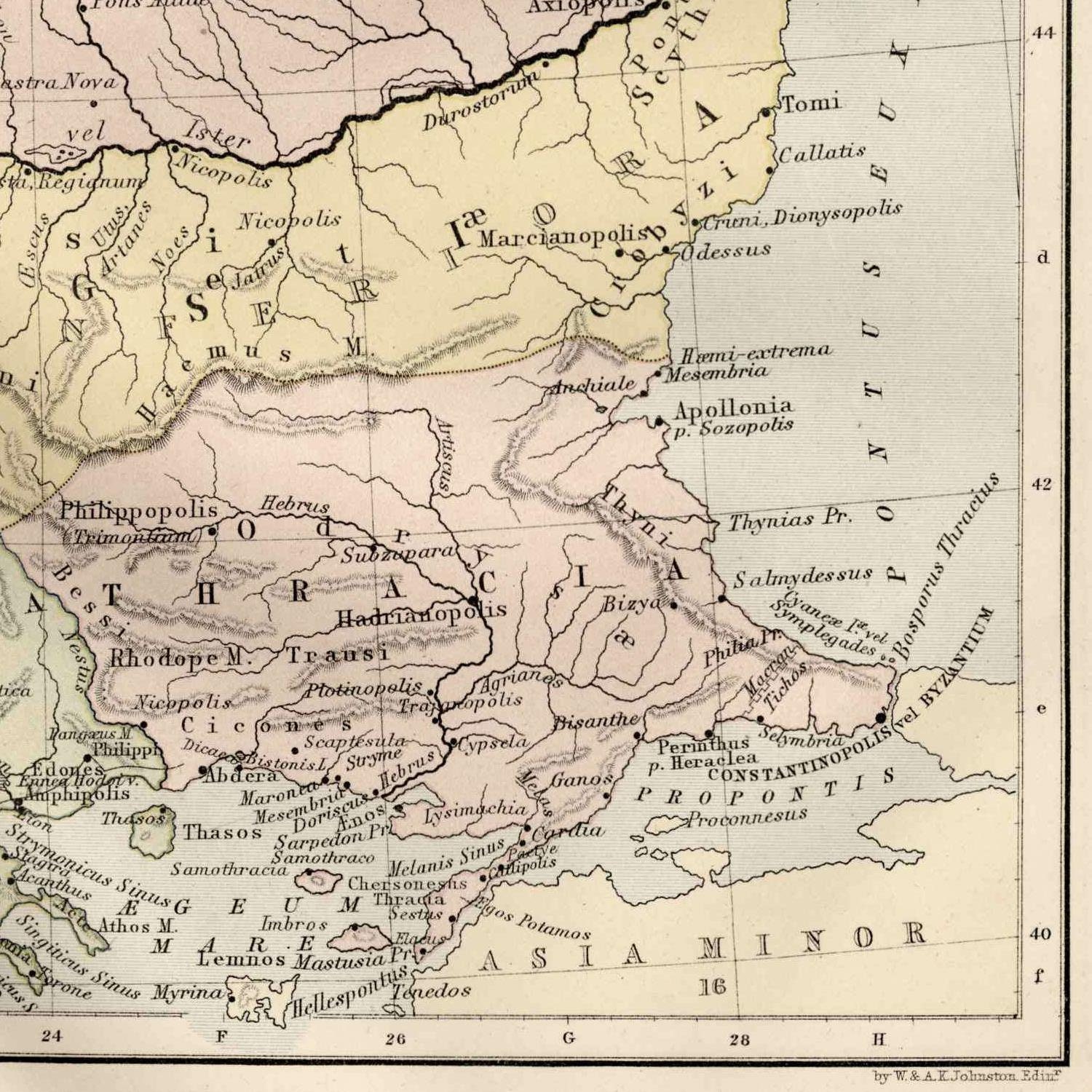 Antique Map of Pannonia Dacia Macedonia Thracia 1867 Very | Etsy