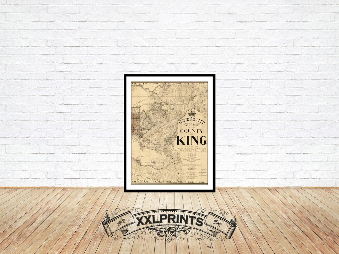 King County WA Map Print: 1894 Antique Fine Art Reproduction - Etsy