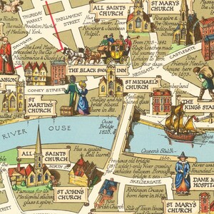 York Historical Map Art Print: 1947 Fine Reproduction - Etsy