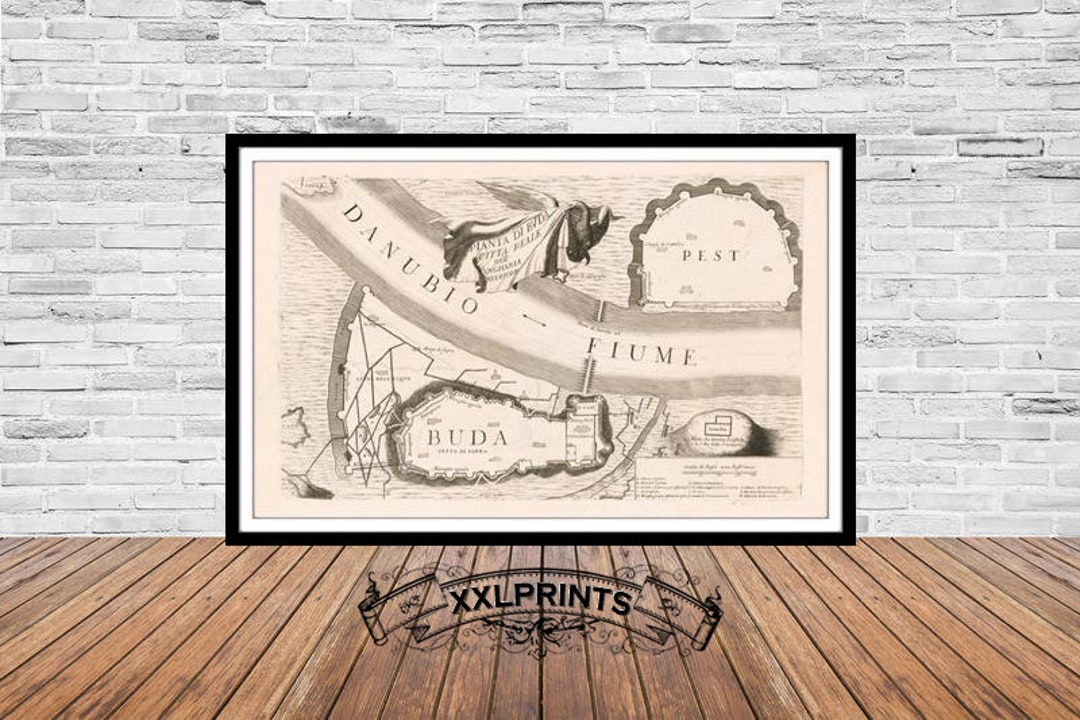 Impresión de mapa antiguo de Budapest: Plano de la ciudad de Buda y ...