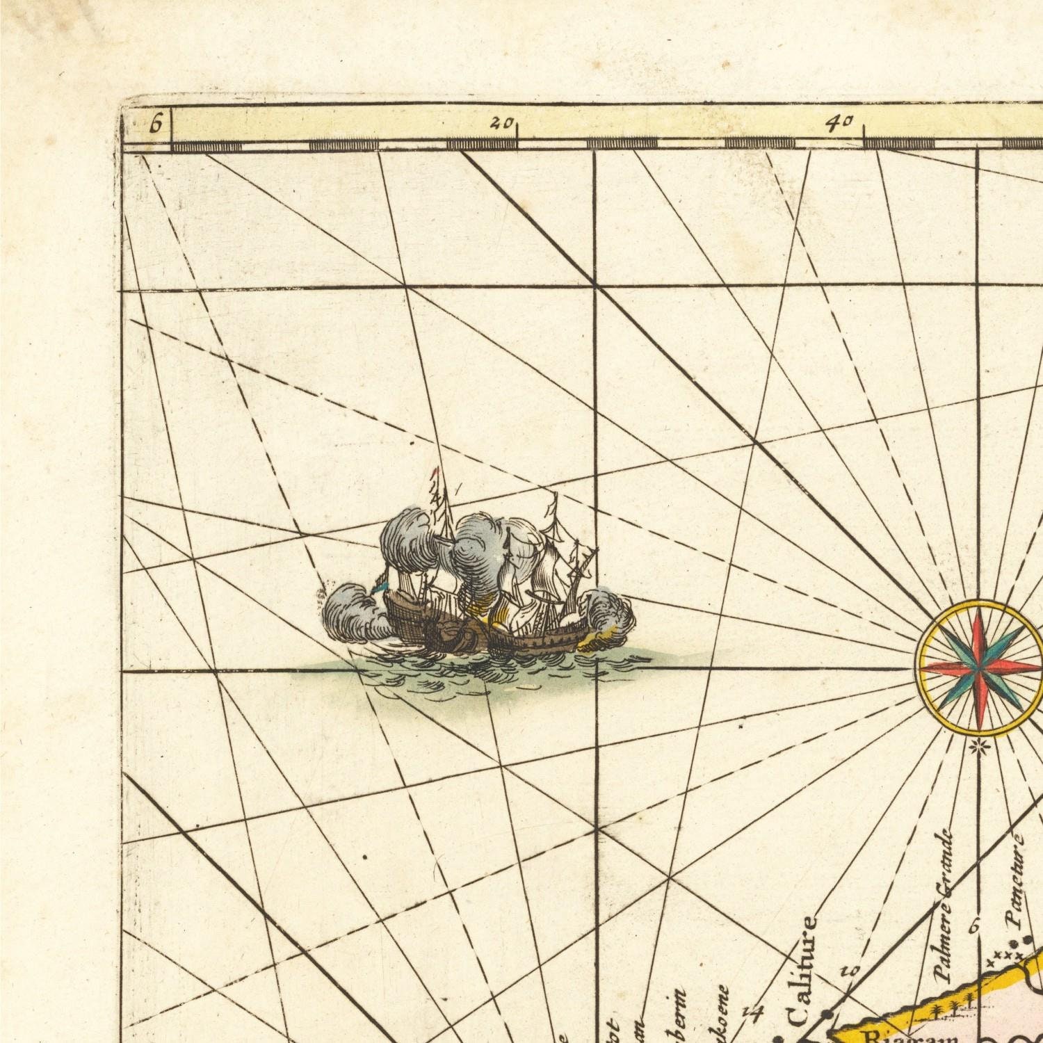 Ancient map of Ceylon, 1683, very rare map, old map, fine reproduction ...