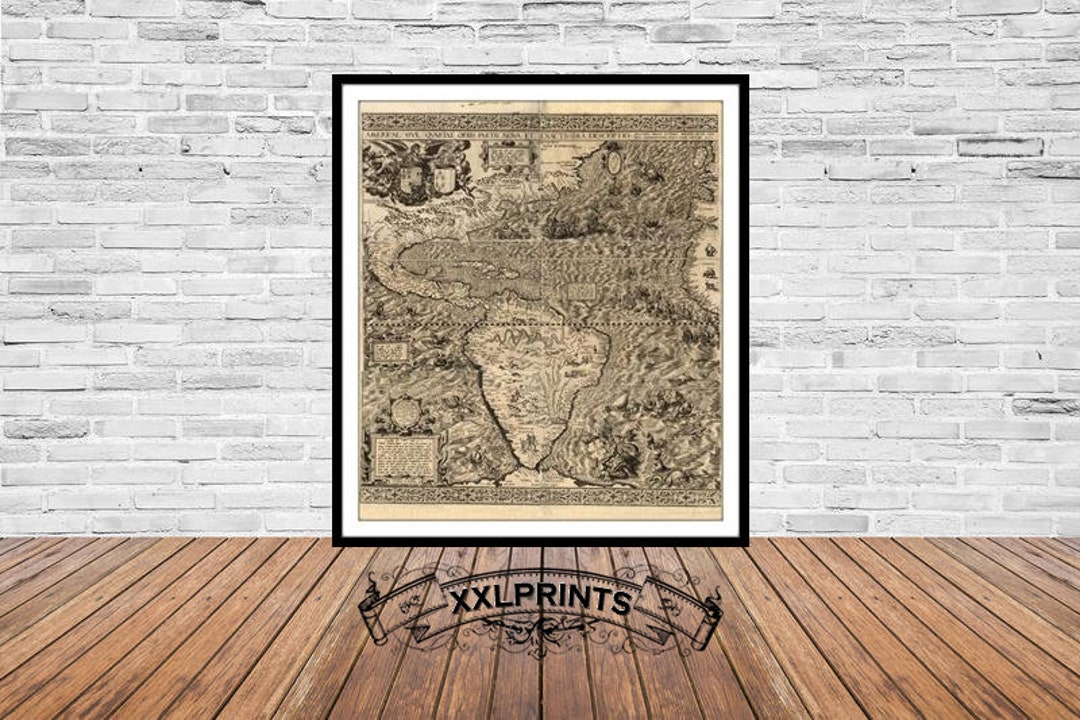1562 Western Hemisphere Map: North & South America Fine Art Print - Etsy UK