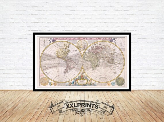 Old Map of the World 1715 Rare Map Ancient Fine - Etsy