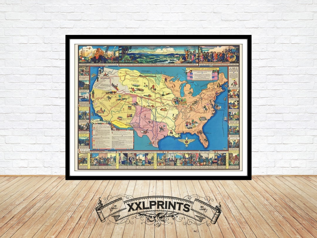 1933 United States Map: Vintage Fine Art Print, Antique Decor - Etsy