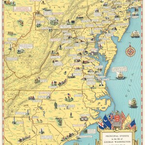 George Washington Life Events Map, 1932: Fine Art Giclée Print - Etsy