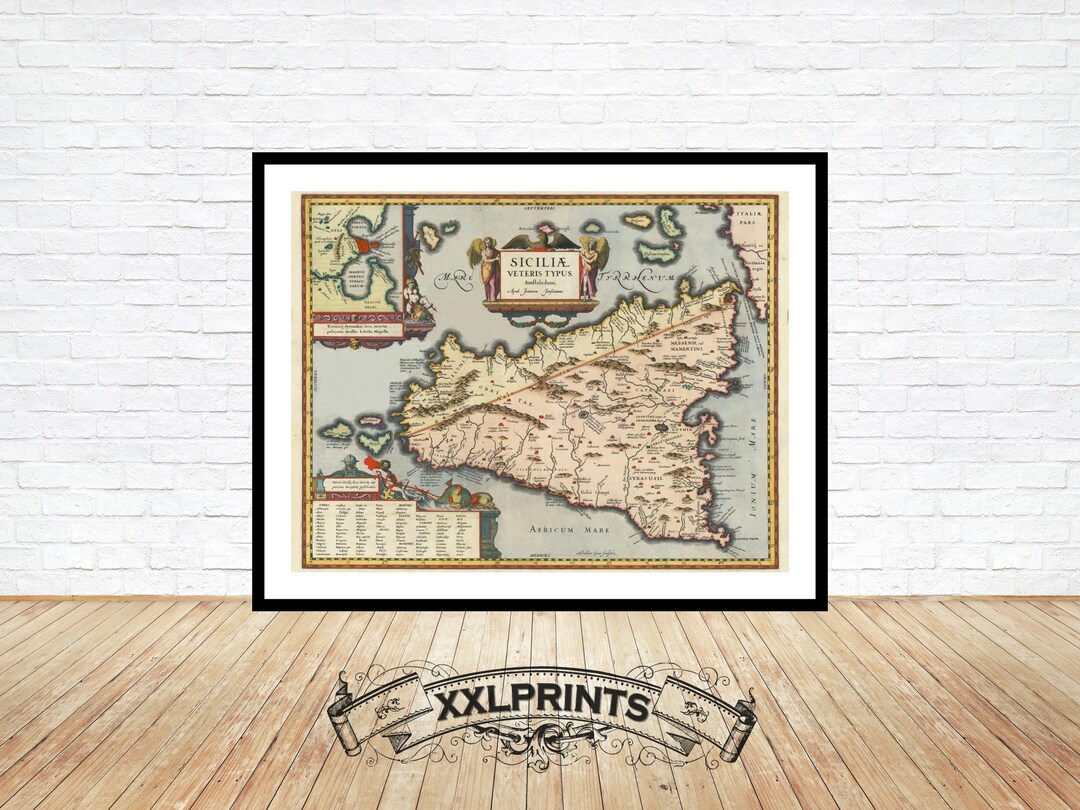 Ancient Map of Sicily, 1640, Fine Reproduction, Large Map, Fine Art ...