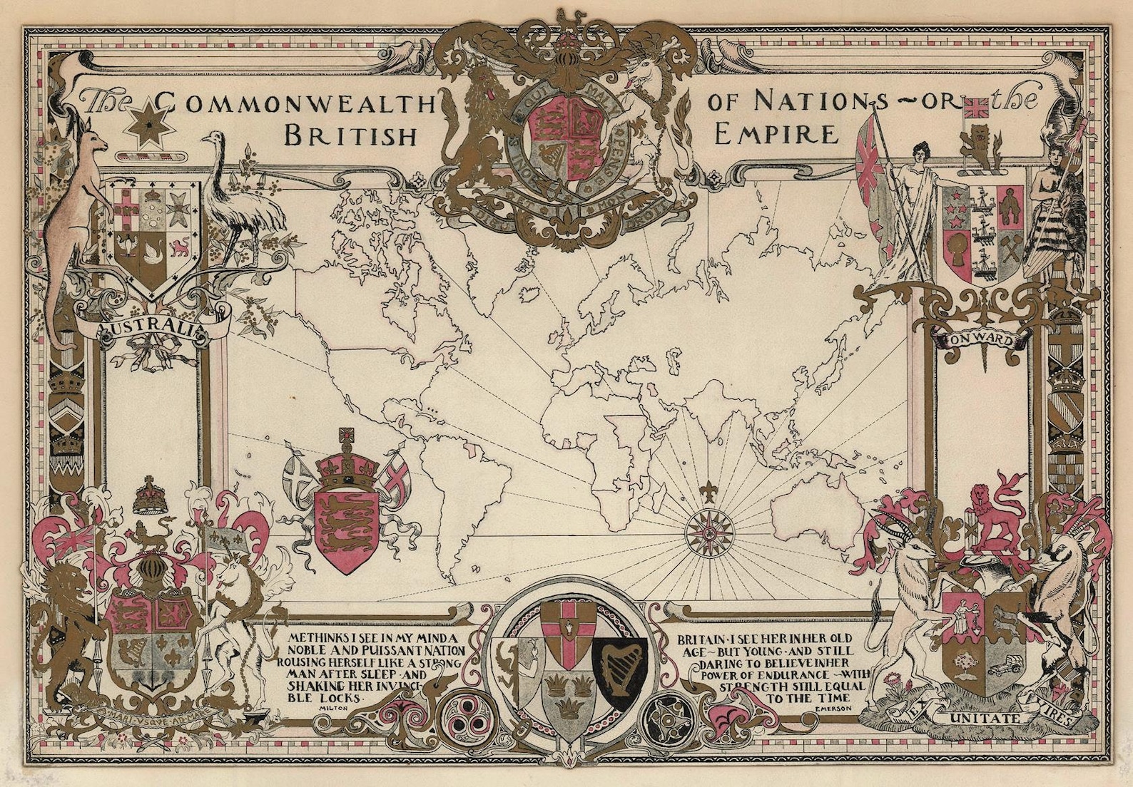 Oude kaart van het Britse Rijk 1937 antieke kaart fijne - Etsy Nederland