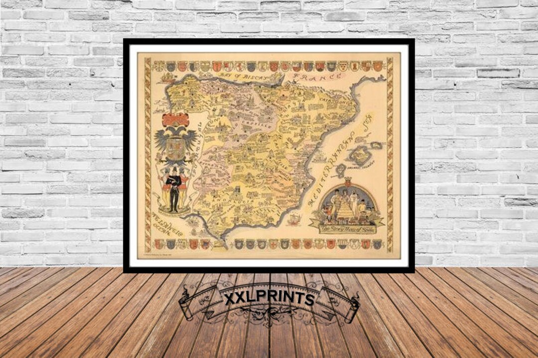 Pictorial Map of Spain 1935: Vintage Fine Art Print - Etsy