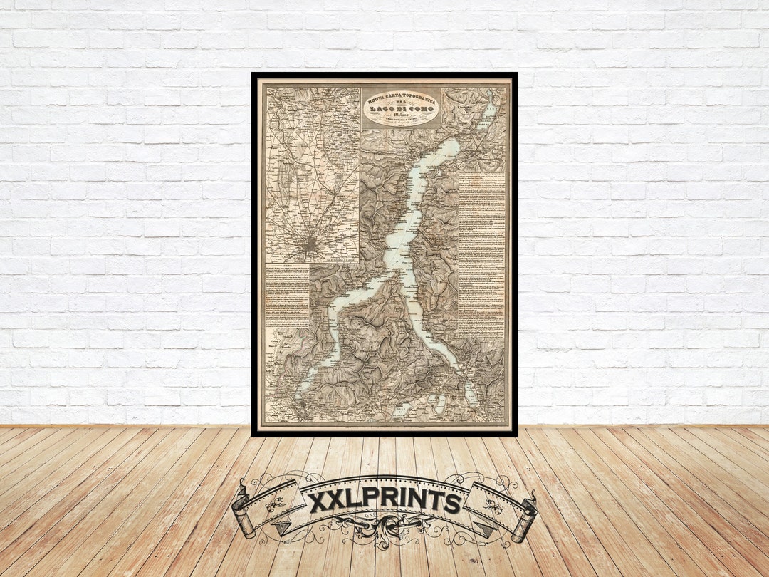 Antique Lake Como Map Print, Milan 1864, Fine Art Reproduction - Etsy