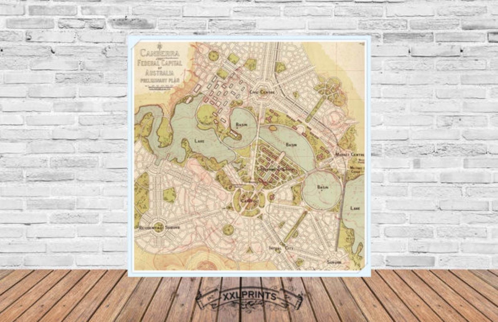 Old Map of Canberra, Australia, 1913, Antique Decor, Fine Reproduction ...
