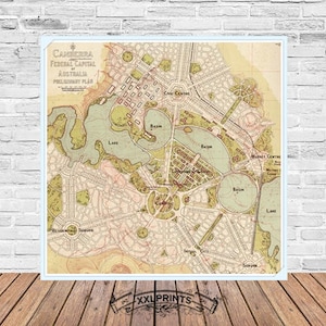 Old Map of Canberra, Australia, 1913, Antique Decor, Fine Reproduction ...