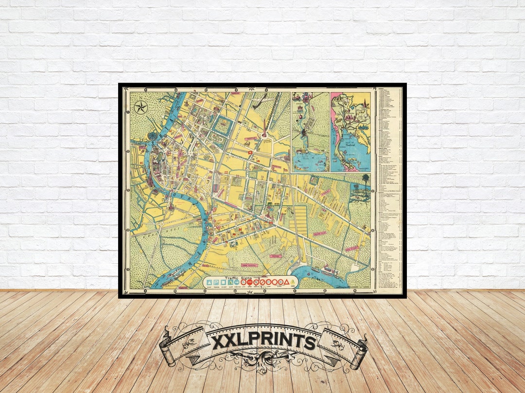 Bangkok Map Print: 1954 City Plan, Fine Art Reproduction - Etsy