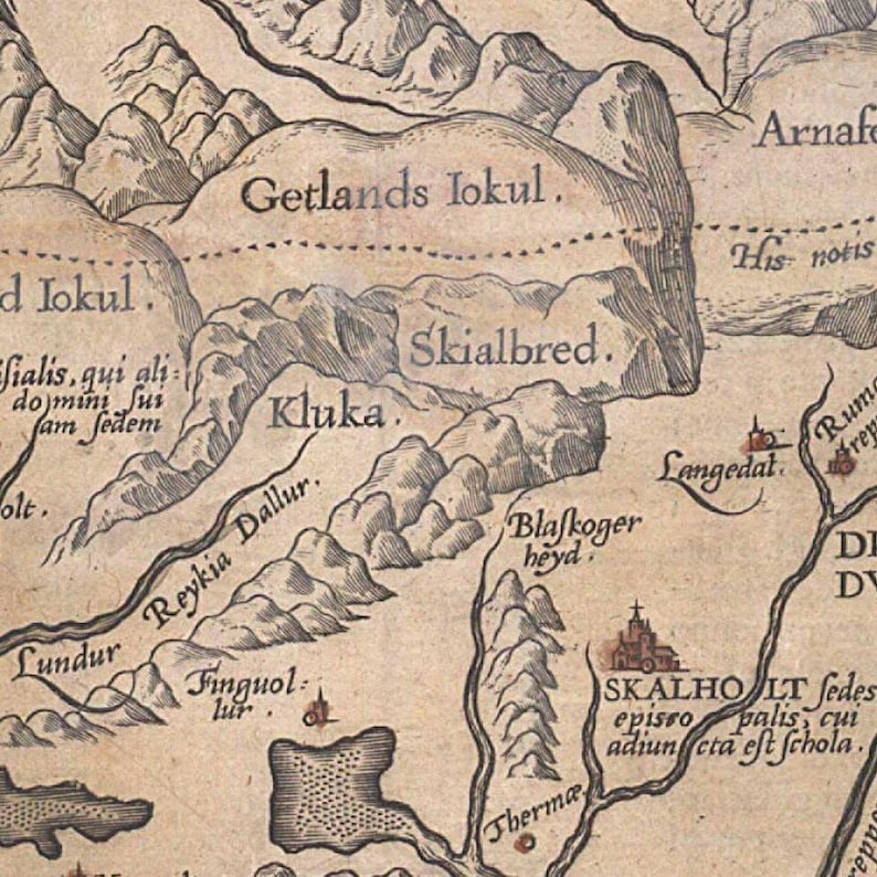 Ancient Iceland Map Print: 1590 Fine Art Reproduction - Etsy