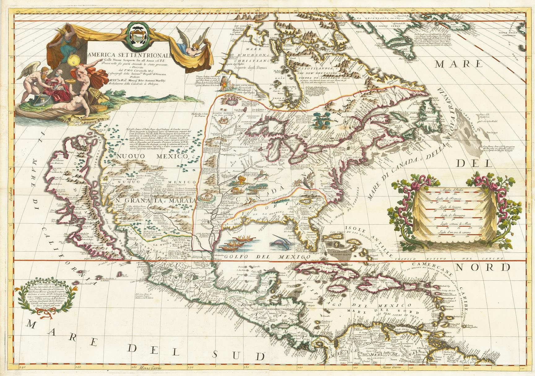 Ancient Map of North America Central America 1688 Very - Etsy