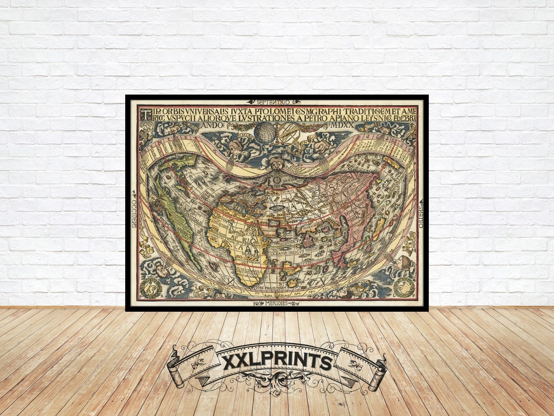 Old Map of the World, 1520, Extremely Rare, Ancient Map, Fine ...