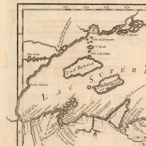 Old Map of Great Lakes, 1744, Rare Map, Antique, Fine Reproduction ...