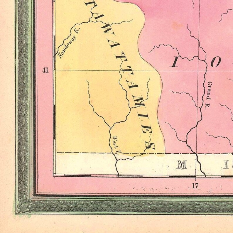 Old Map of Iowa 1846 Antique Map Fine Reproduction Large | Etsy