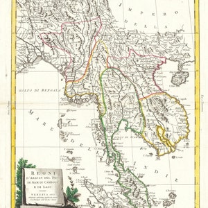 Antique Map Print: Arakan, Pegu, Siam, Cambodia, Laos (1785) - Etsy