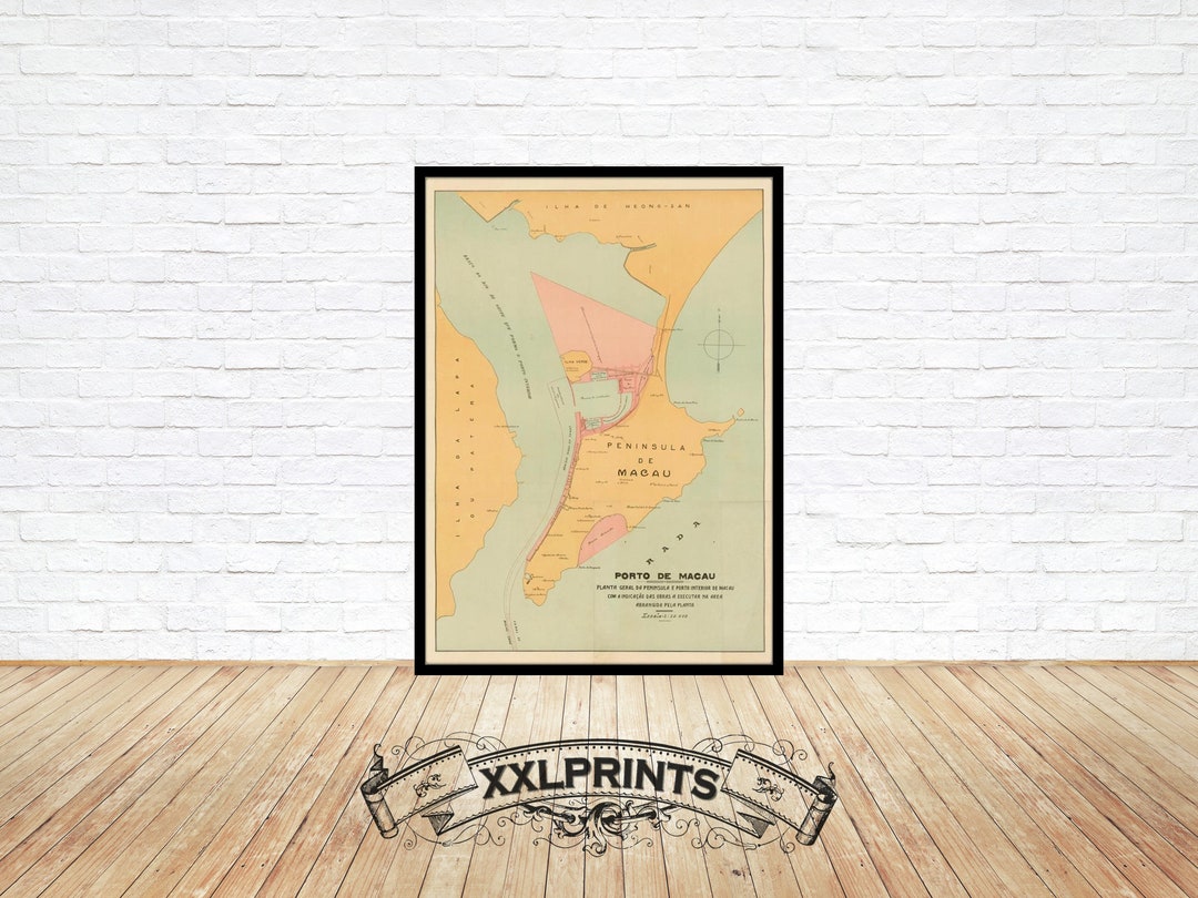 Macau Port Map Print: 1920s Vintage Style Fine Art - Etsy