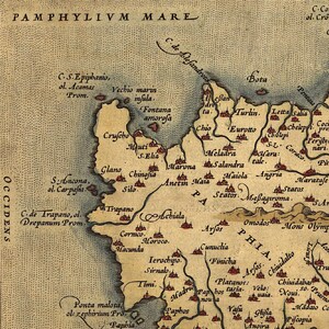 1590 Ancient Map of Cyprus, Old Map, Extremely Rare, Fine Reproduction ...