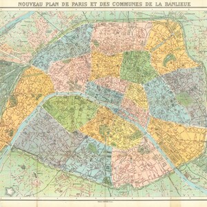 Old Map of Paris and Suburbs, 1870, Fine Reproduction, Large Map, Fine ...