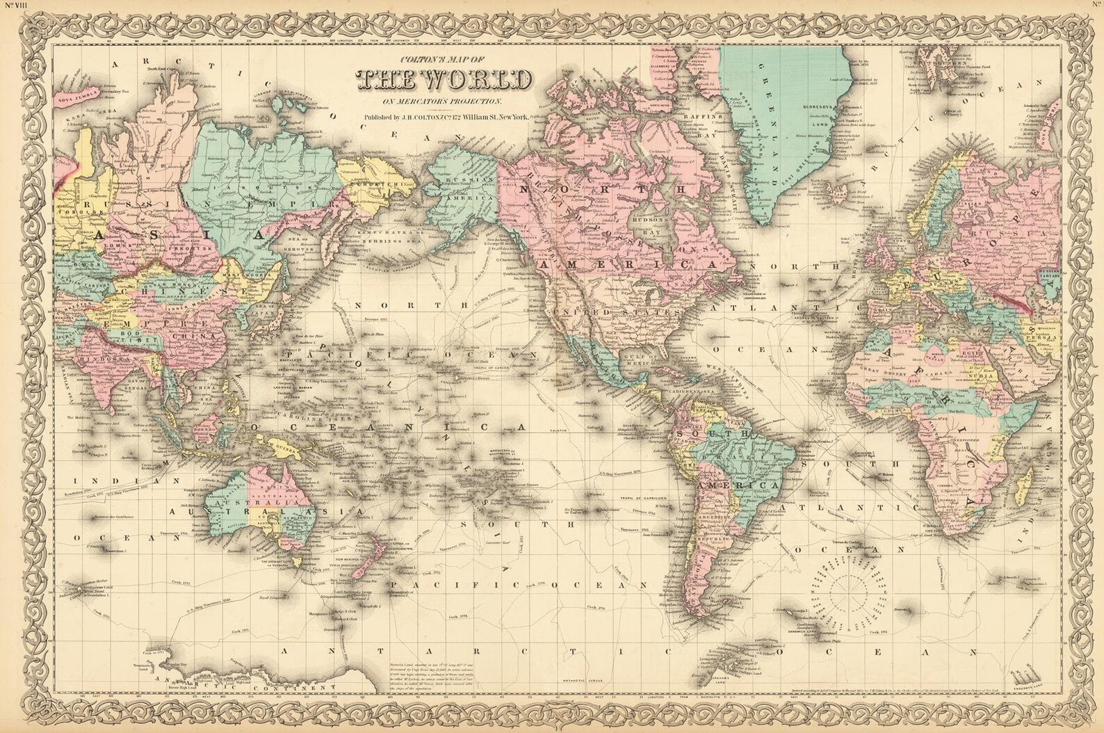 Antique Map of the World 1855 Huge Map Fine Reproduction - Etsy