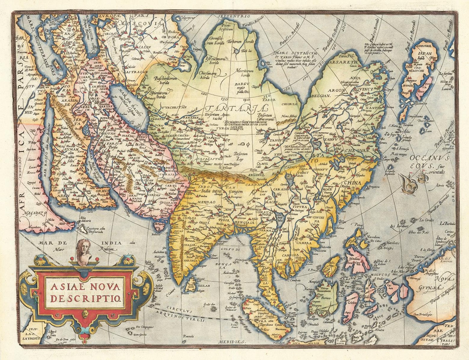 Ancient Map of Asia 1595 Extremely Rare Fine Reproduction - Etsy