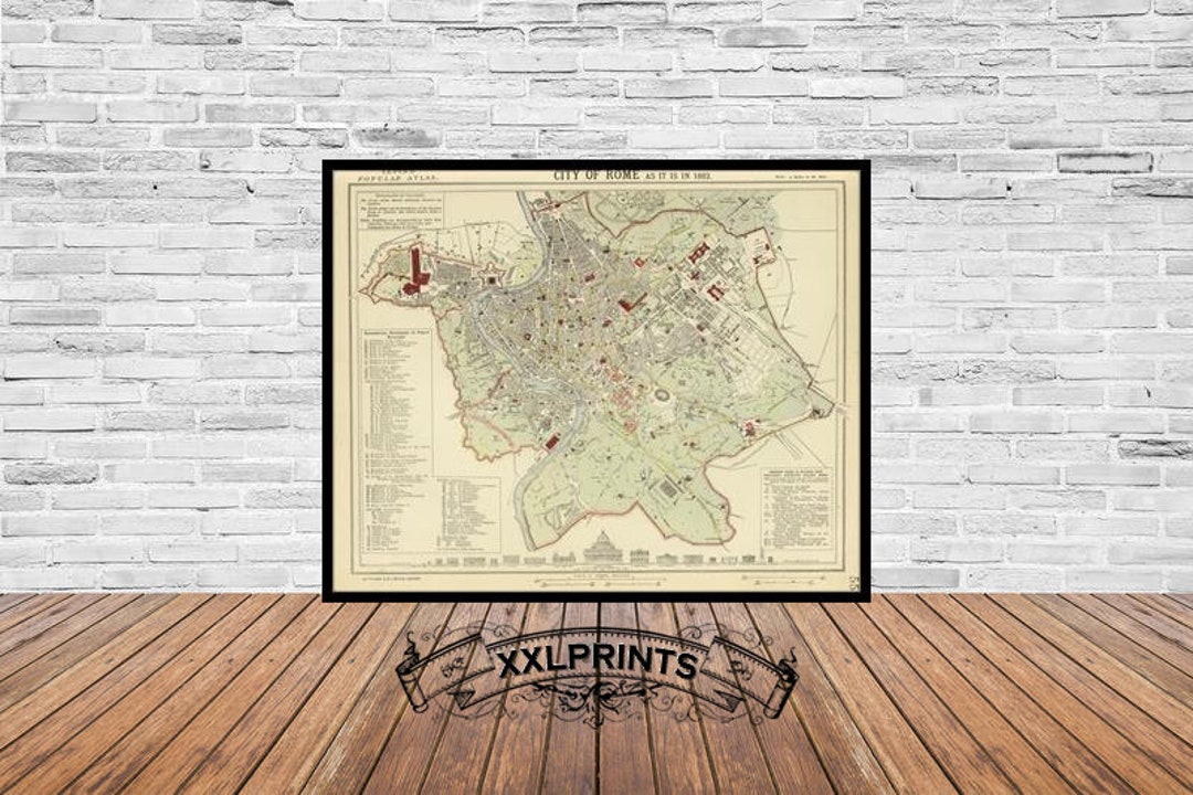 1883 Rome Map Print: Antique City Plan, Fine Art Reproduction - Etsy UK