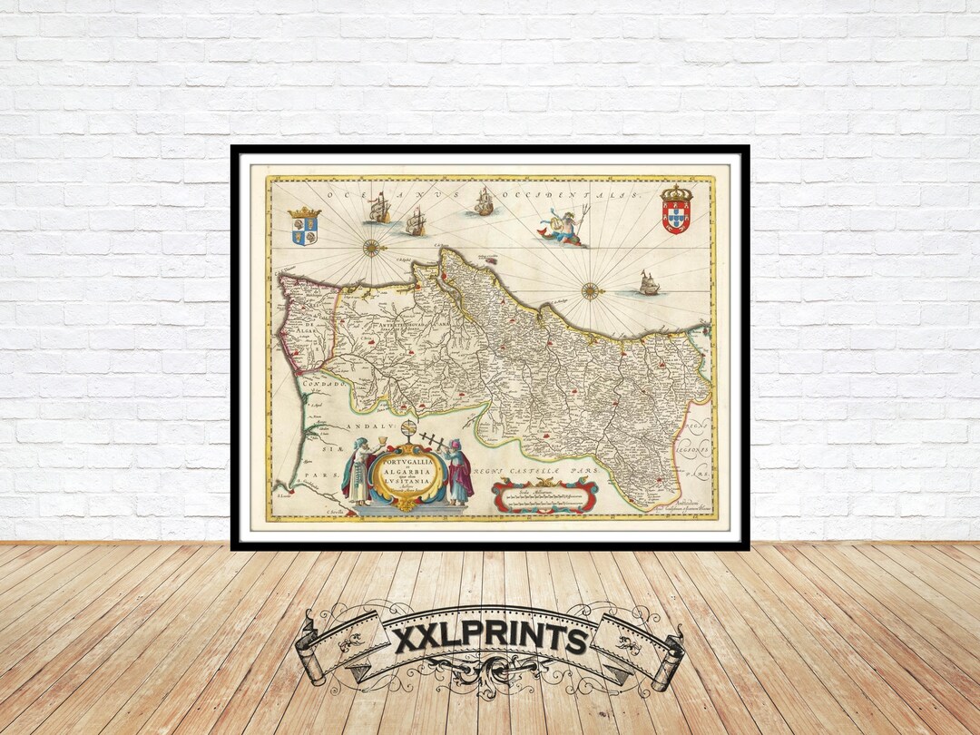 Ancient Portugal Map Print, 1660: Rare Fine Art Reproduction - Etsy