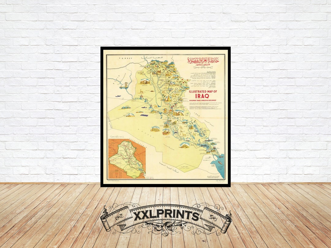 1956 Pictorial Map of Iraq: Vintage Fine Art Print - Etsy